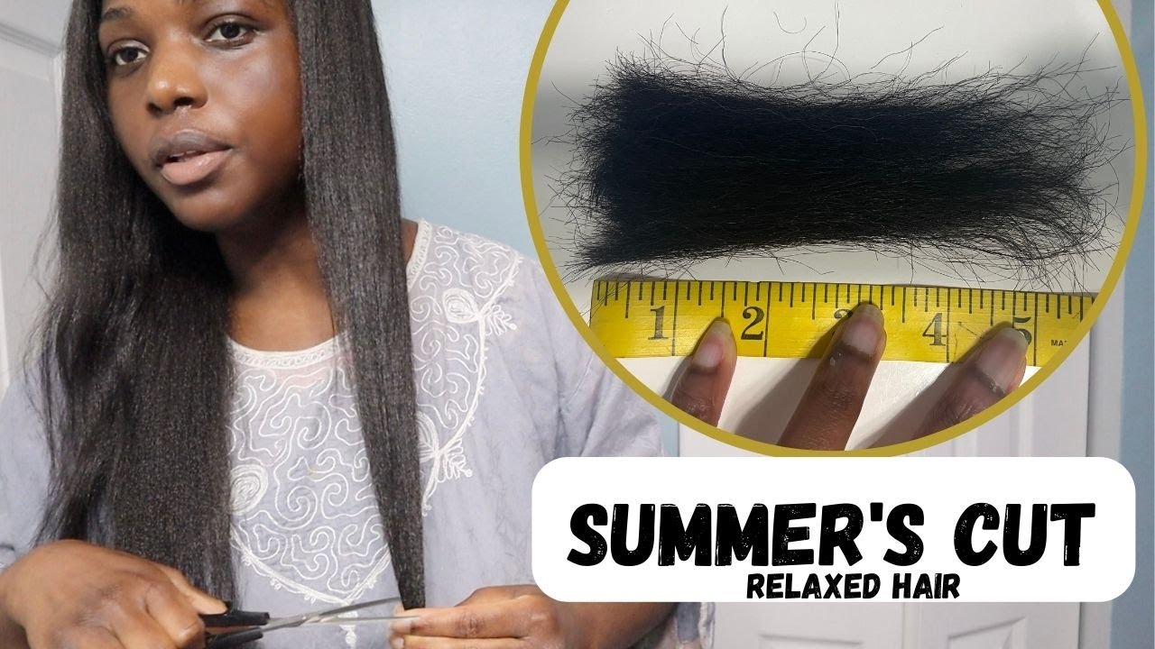Summer's Cut|| 5 inches Off My Relaxed Hair|| DIY at home Cut - YouTube