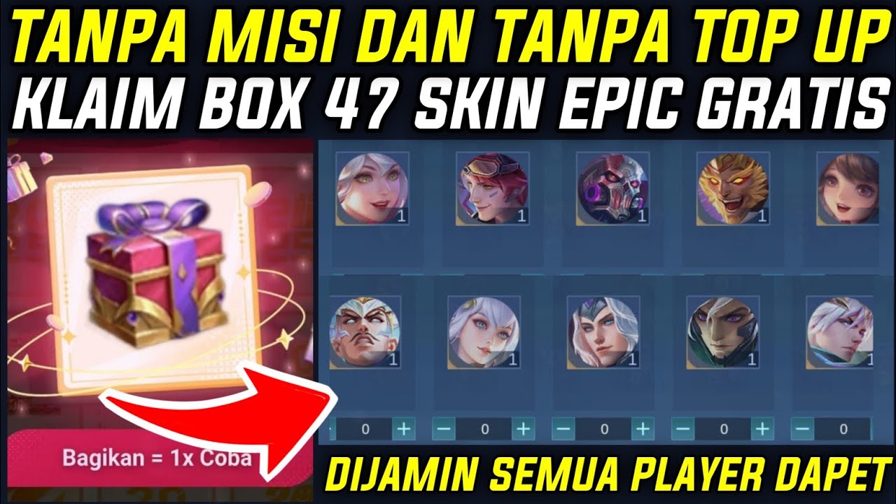 TANPA MISI DAN TANPA TOP UP KLAIM 47 SKIN EPIC GRATIS - BURUAN AMBIL ...