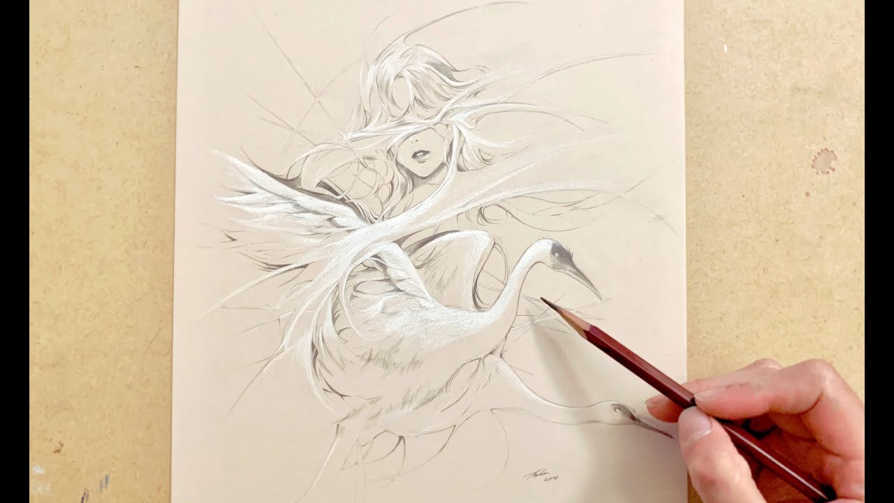 Pencil drawing in process 50 minutes - YouTube