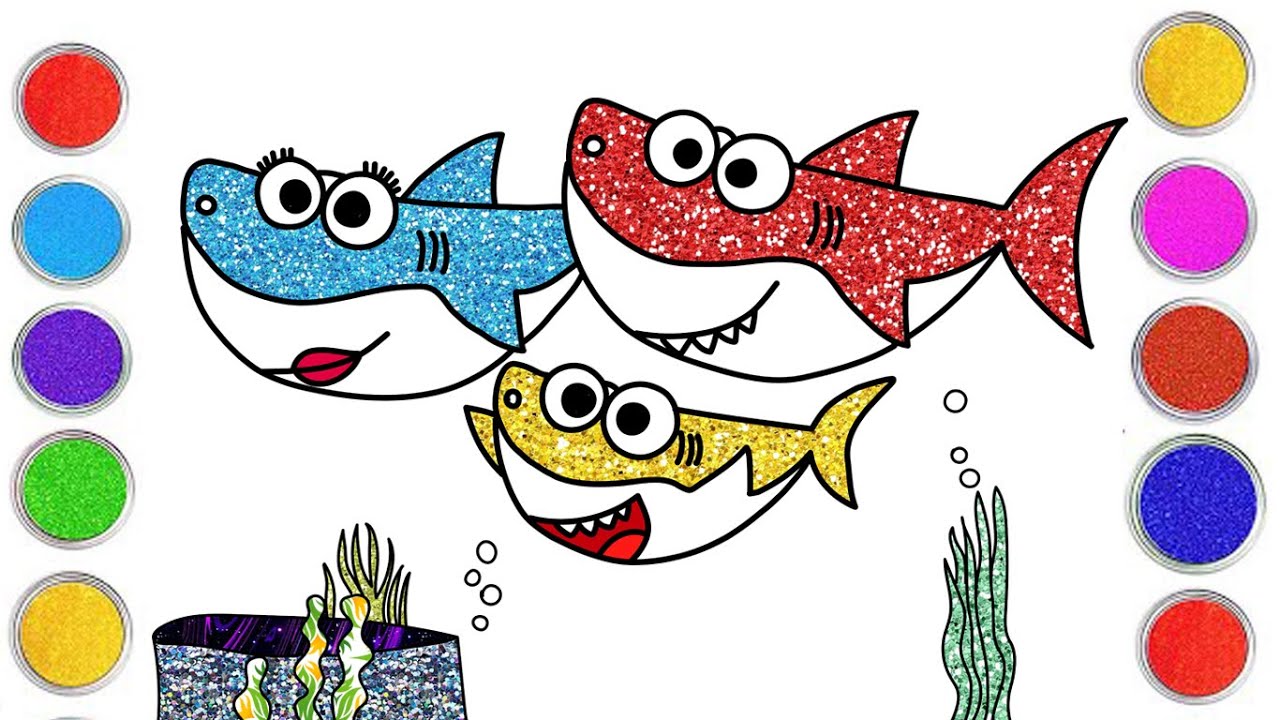 HOW TO DRAW SHARK FAMILY FOR KIDS AND TODDLERS EASY KIDS DRAWING - YouTube