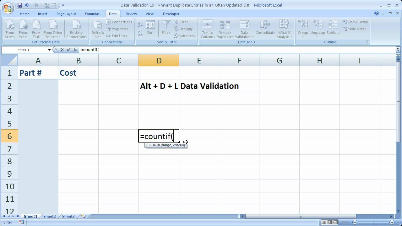 Data Validation 10 Prevent Duplicate Entries In An Often Updated List