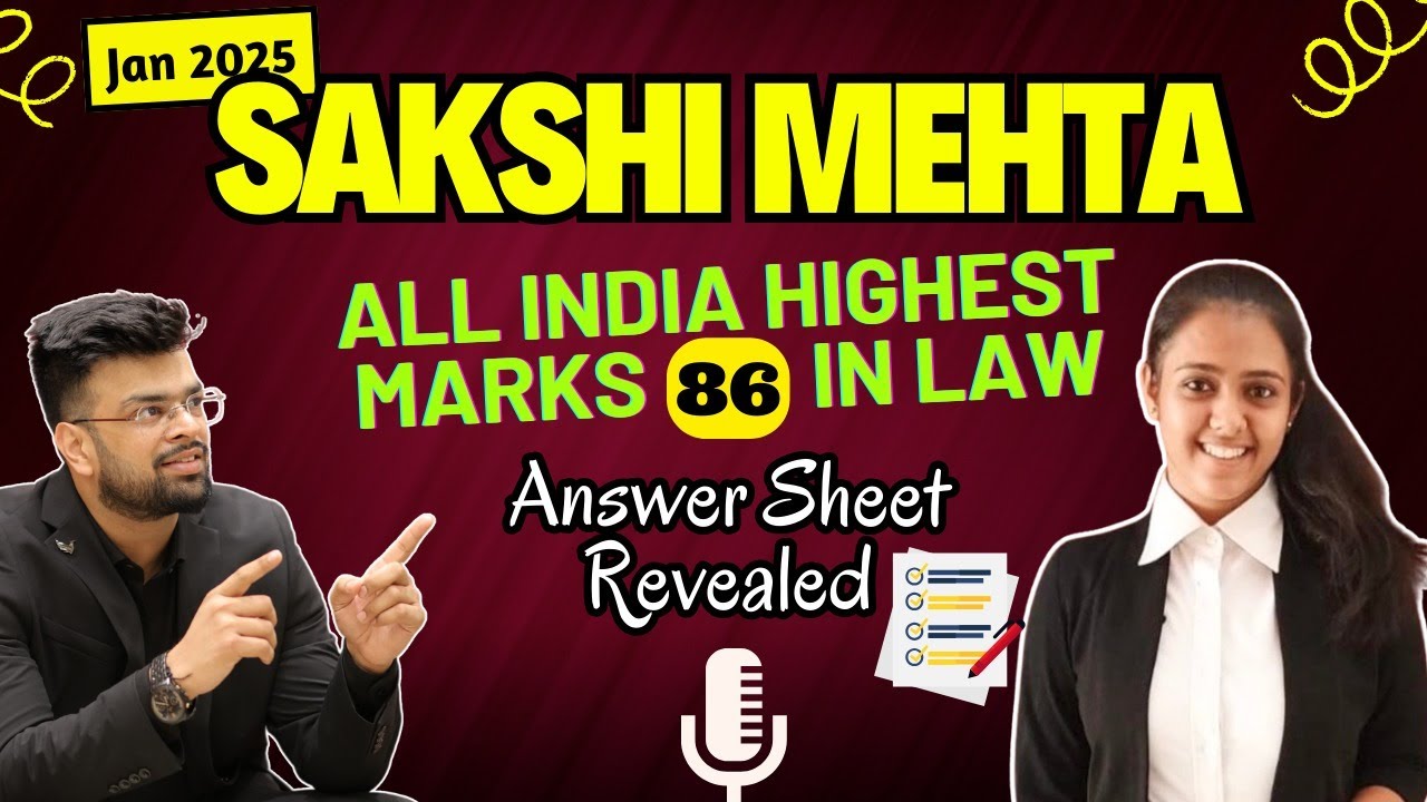 86 Marks 🔥| CA Inter Law Strategy | All India Highest Marks in Jan 2025 ...