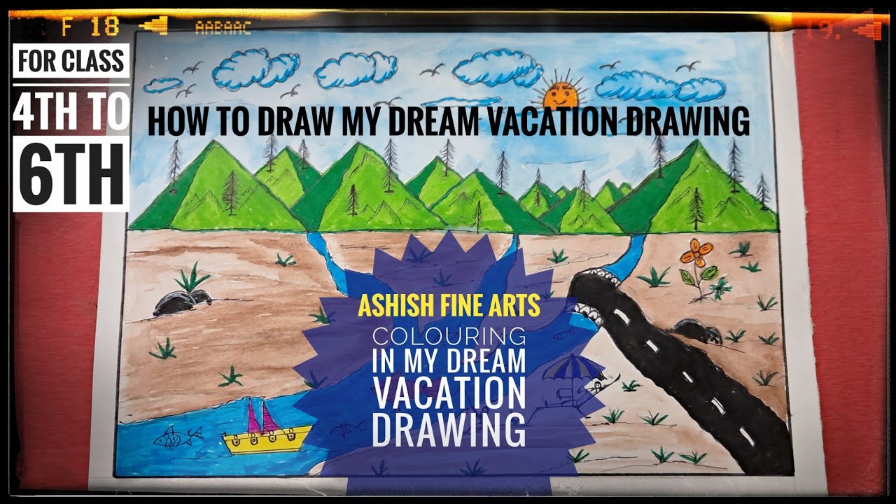 How to draw my dream vacation drawing and colouring 4th 6th #art # ...
