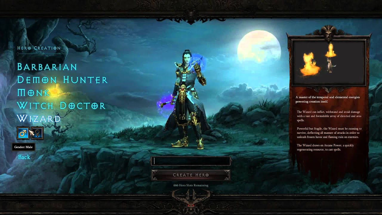 Diablo 3 Hero creation screen - YouTube