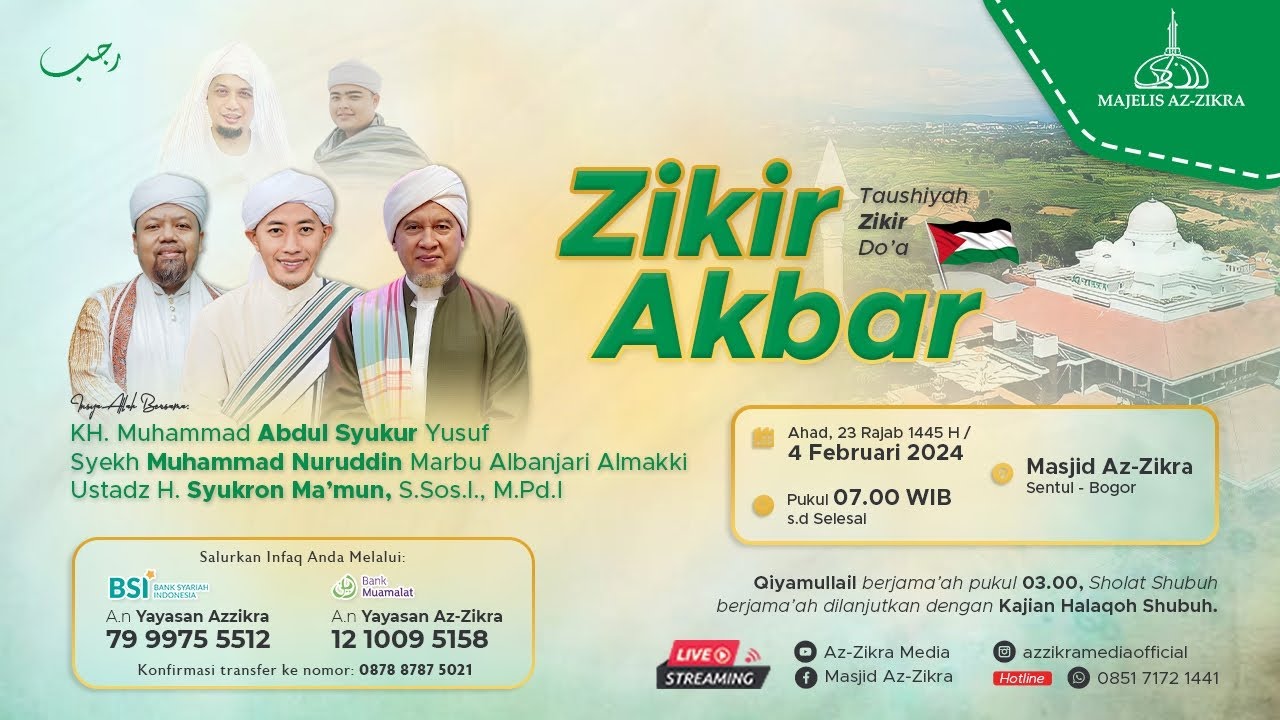🔴 LIVE ZIKIR AKBAR BULANAN MAJELIS AZ-ZIKRA SENTUL - YouTube