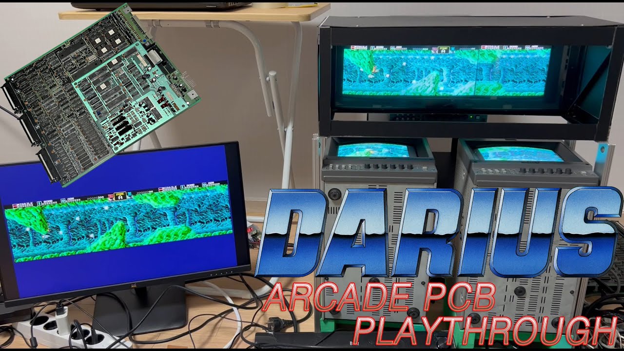 [Arcade PCB] Darius 1 - 1CC (A-B-D-G-K-P-Z) / ダライアス 1 / 다라이어스 1 기판 플레이 ...