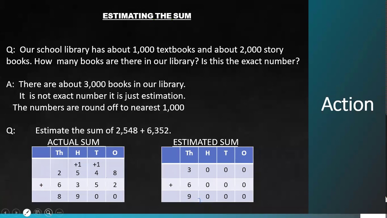 Maths 4 Grade Block 3 Lesson 4 Estimating Sum - YouTube