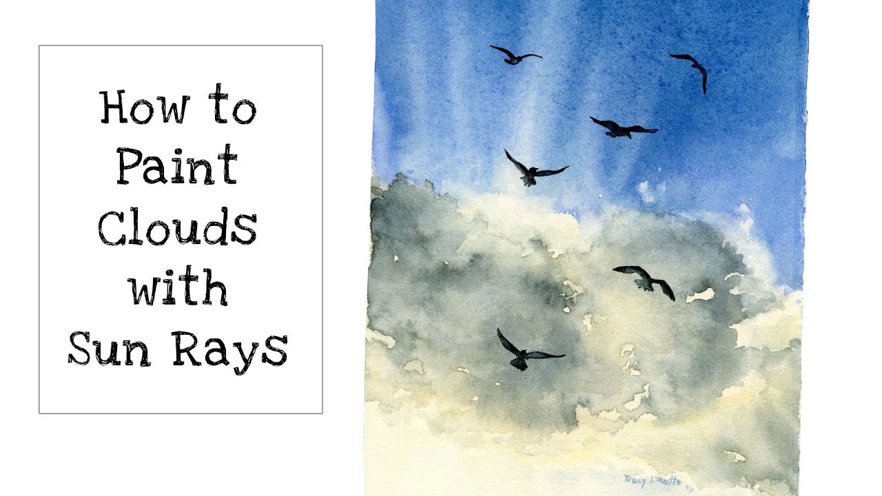 How to Paint Sun Rays behind Clouds with Watercolors - YouTube
