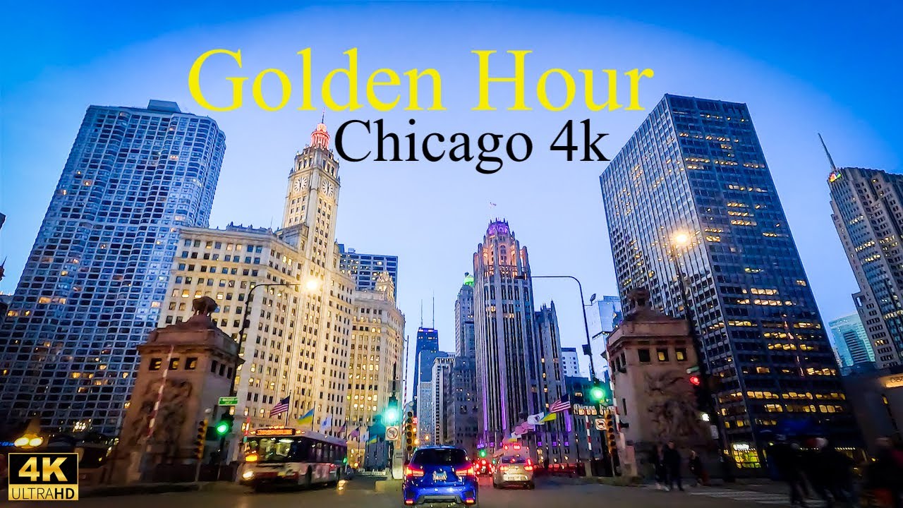 [Chicago in 4K] Golden Hour/Night Drive Downtown Chicago with ...