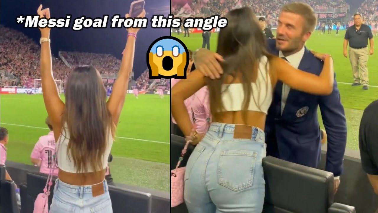 Antonela emotional celebration with Messi and Beckham after Messi ...