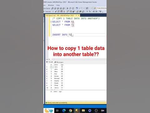 | SQL Tutorial | SQL Query | How to copy 1 table data into another | #sql #sqlinterview - YouTube