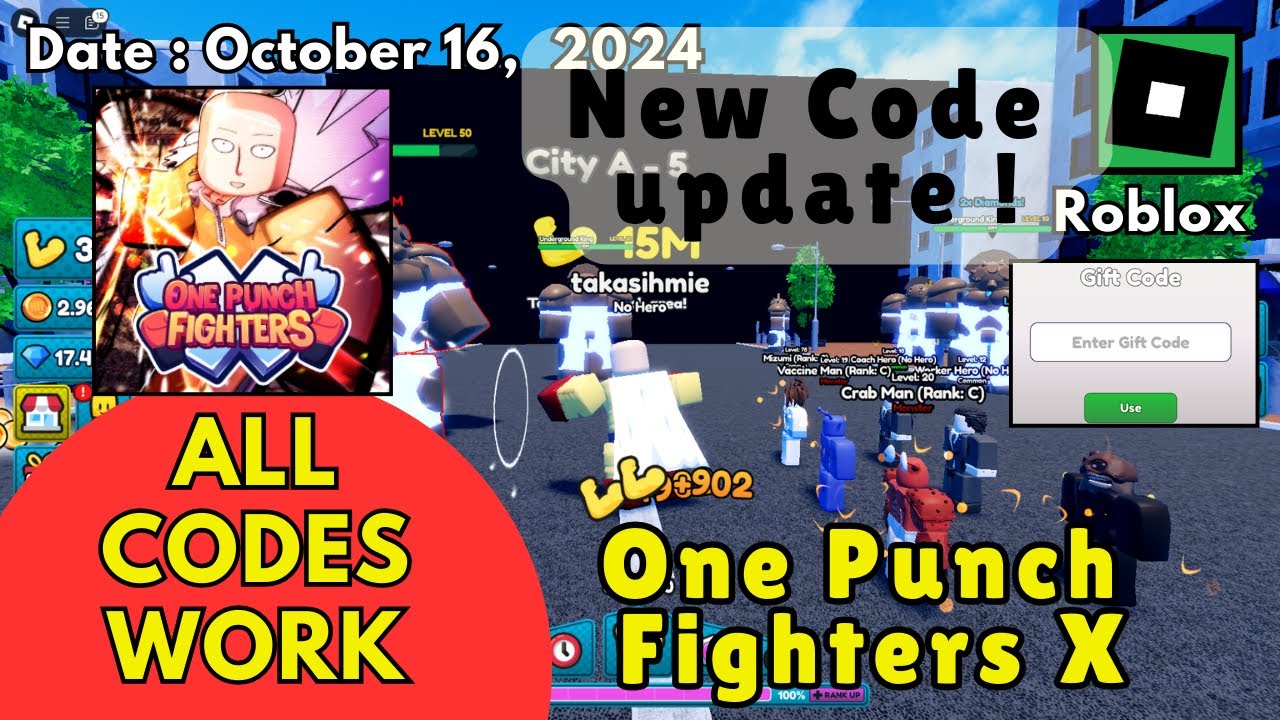 *New All Codes Work* [UPD 1.1] One Punch Fighters X Roblox, October 16 ...