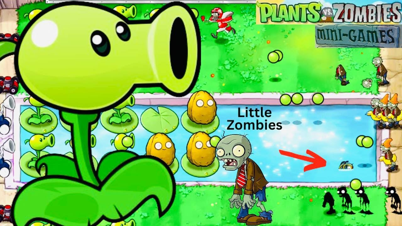 Plants vs Zombies 1 Gameplay (PC),Minigames:Big Trouble Little Zombie ...