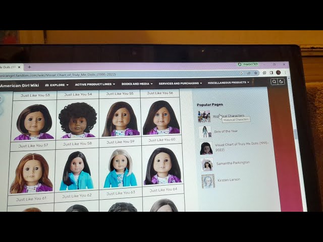 Visual Chart Of Truly Me Dolls American Girl Doll Names List Of