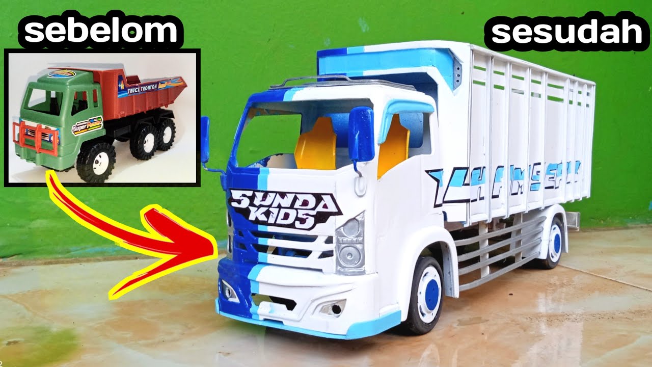 MODIF TRUK PLASTIK jadi truk isuzu giga sunda kids - YouTube