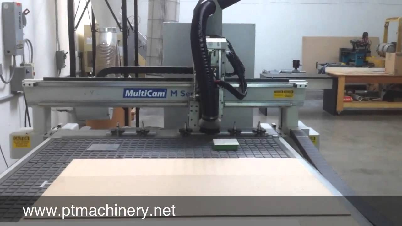 MultiCam CNC Router cutting dovetail drawers with Cabinet Vision - YouTube