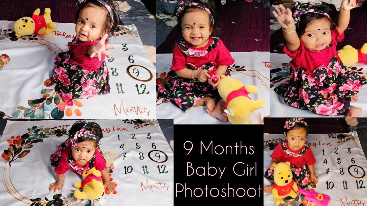 Nine Months Baby Photoshoot | Nine Months Baby Girl Photoshoot At Home ...