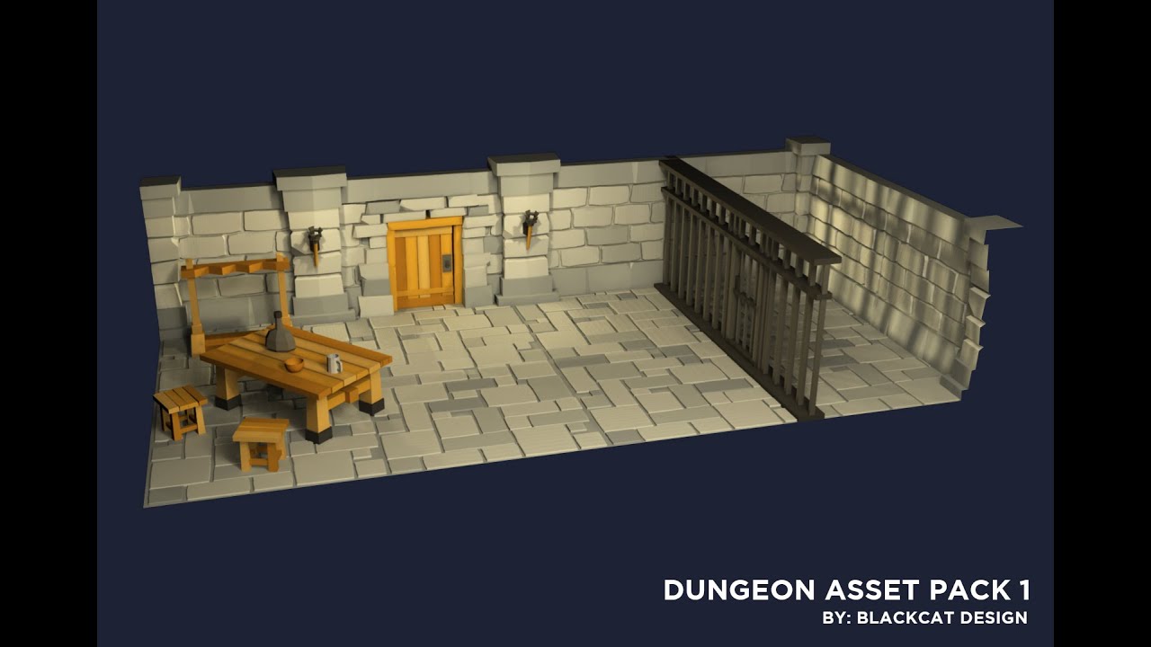 3D Low Poly | Dungeon Asset Pack 1 - Blackcat Designs - YouTube