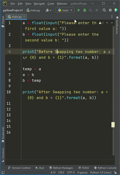 Python Program To Swap Two Numbers Shorts Pythonprojects Pythonprogramming Youtube
