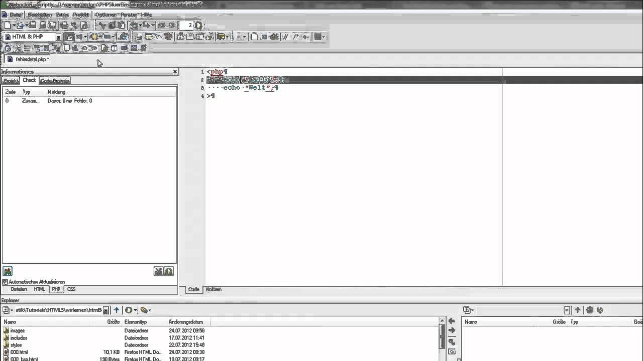 Lektion 55: PHP - Quelltext mit dem Editor Scriptly validieren - YouTube