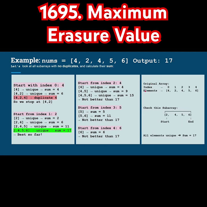 #leetcode #leetcode1695 #maximum #erasure #value - YouTube