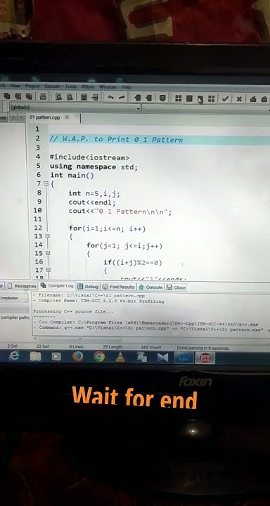 Printing 01 Pattern Cprogramming Shortvideo Coding Shorts Short Programming Code Youtube 