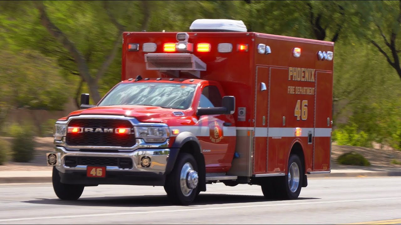 Phoenix Fire Dept. Rescue 46 transporting - YouTube