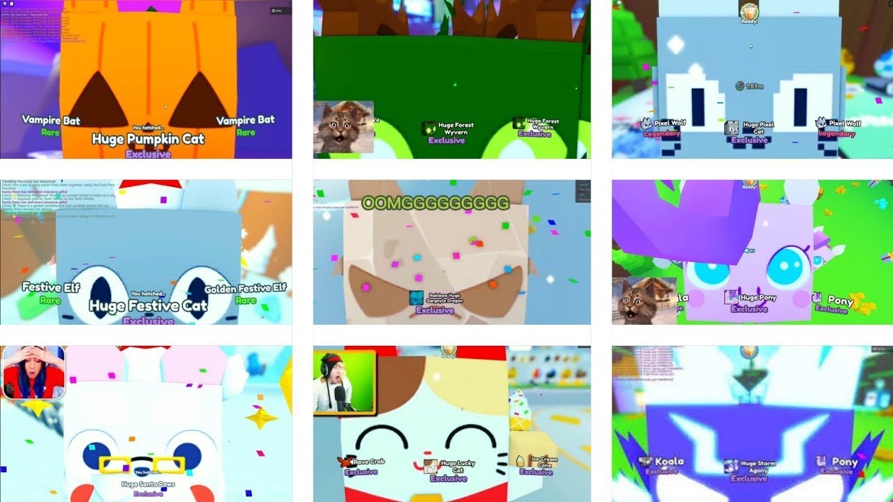 EVERY SINGLE **HUGE PET HATCHED** ON CAMERA IN PET SIMULATOR X (ROBLOX ...