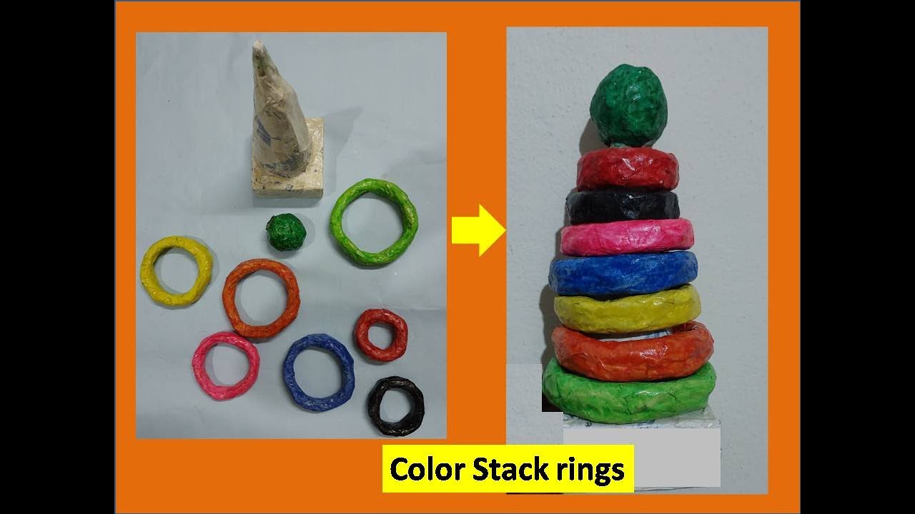 DIY Learn colors with stacking Rings / Newspaper craft / Kids color ...