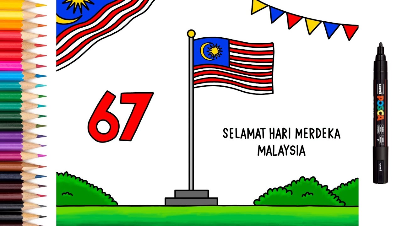 Cara melukis poster kemerdekaan Malaysia 2024 - YouTube