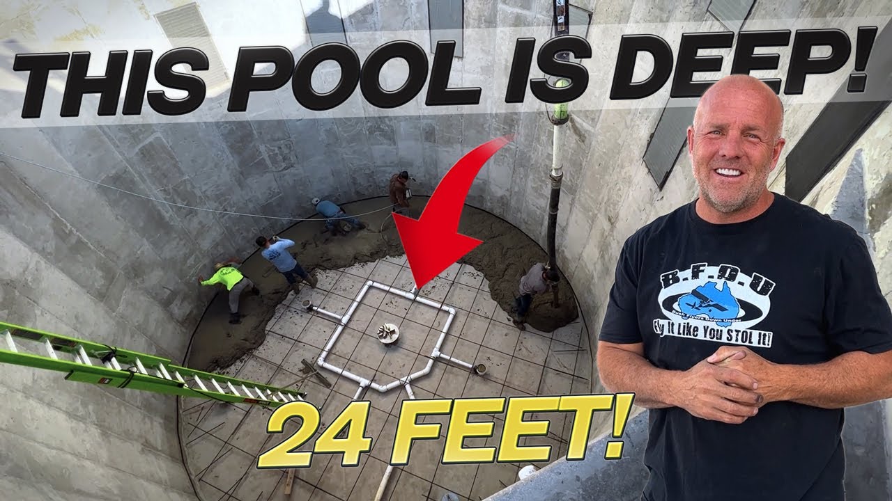 Insane Rooftop Pool with Moving Floor is almost Done! | House Build #16 ...