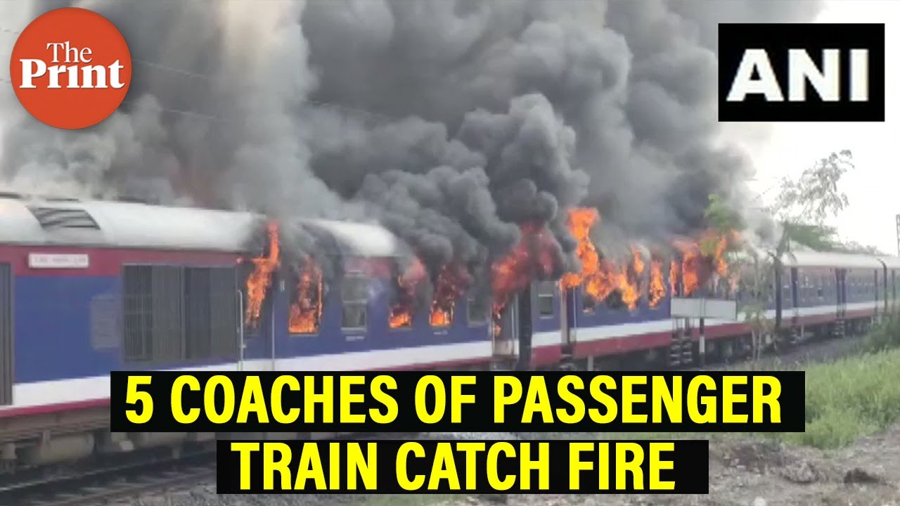 Watch: Five coaches of passenger train catch fire in Ahmednagar ...