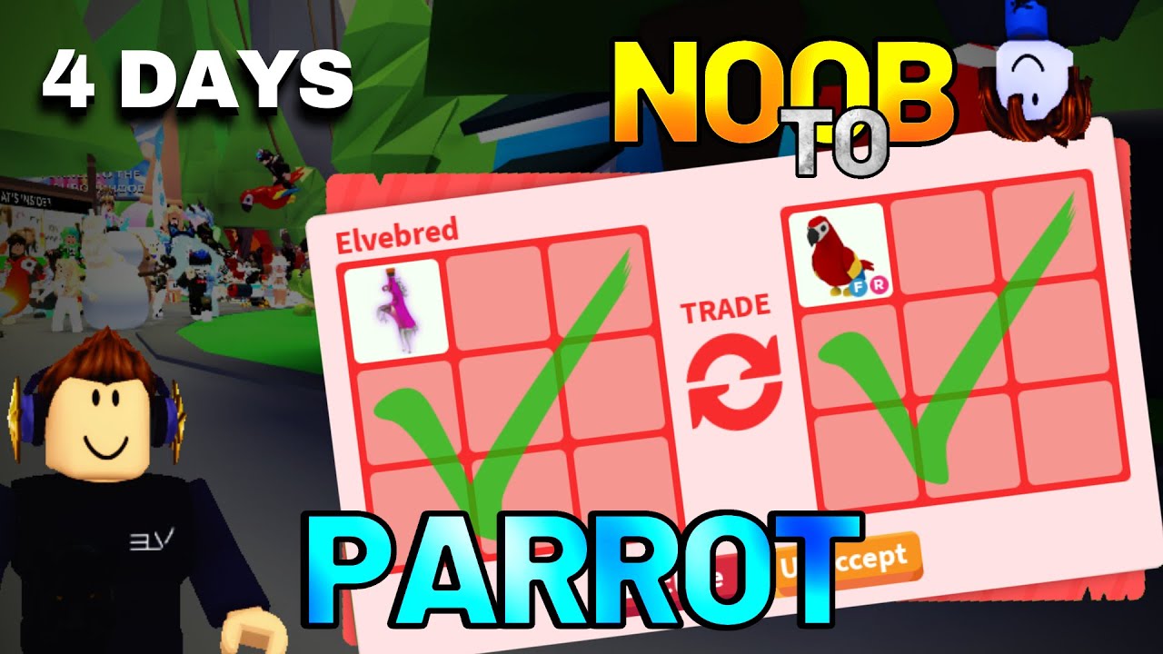 TRADING from RIDE POTION to PARROT in 4 DAYS | Roblox Adopt Me Trades ...