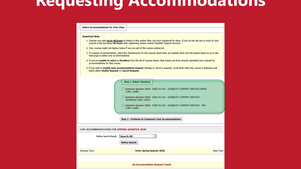 Student - Requesting Accommodations Tutorial - YouTube