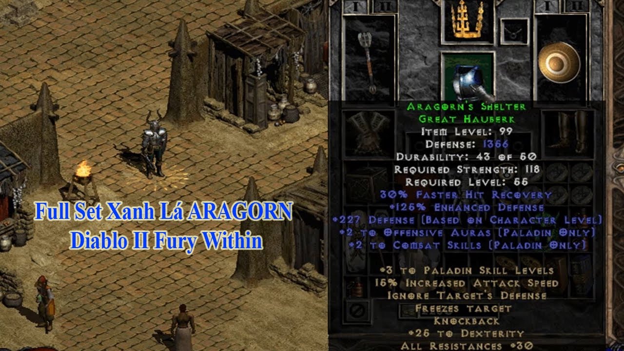 Full set xanh lá Aragorn Temple Diablo 2 Fury Within - YouTube