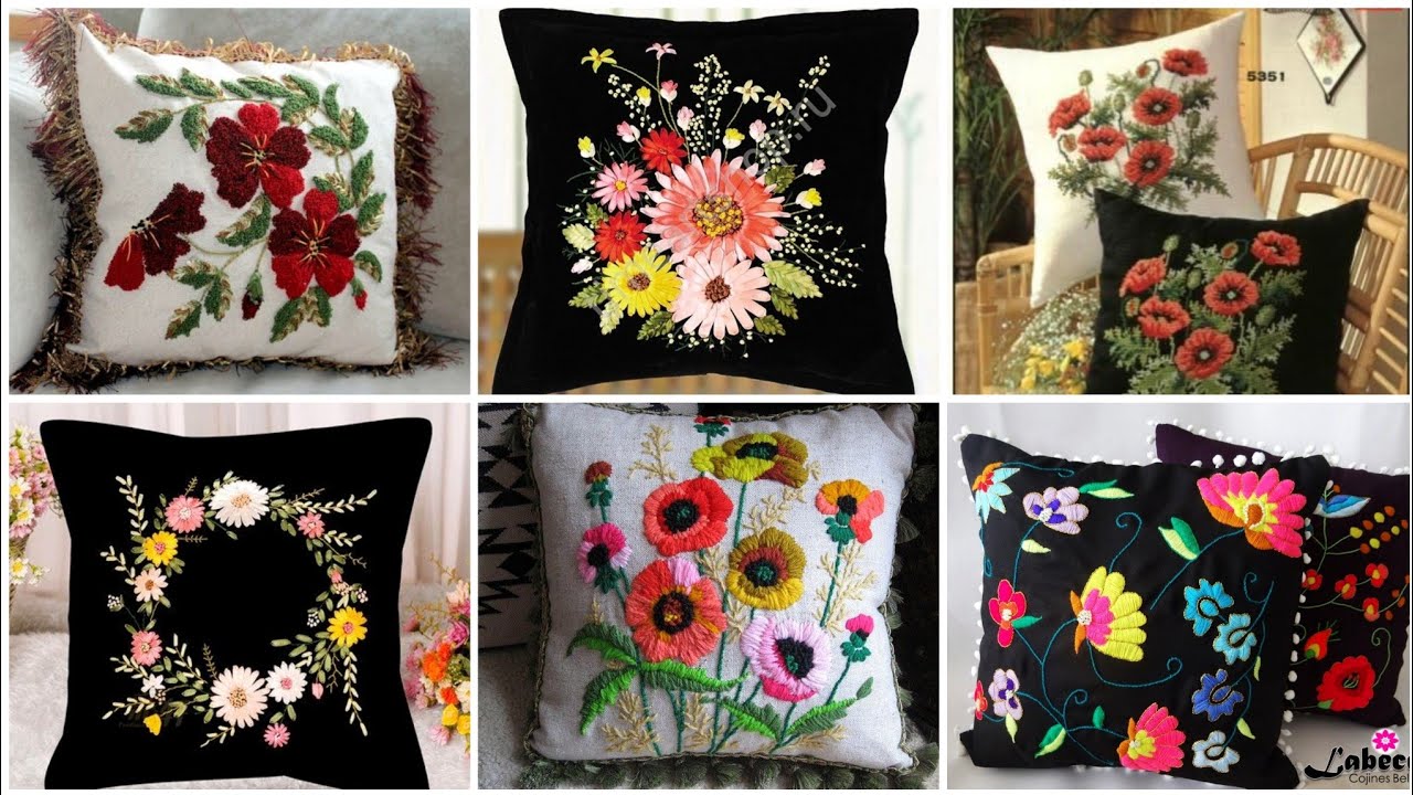 Most Beautiful Hand Embroidered Cushion Designs And Patterns - YouTube