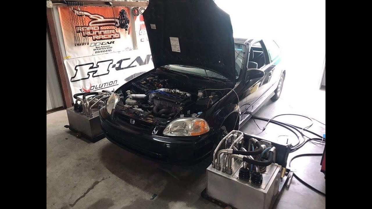 Putting Isaac's h22 civic on the dyno and making some POWA - YouTube