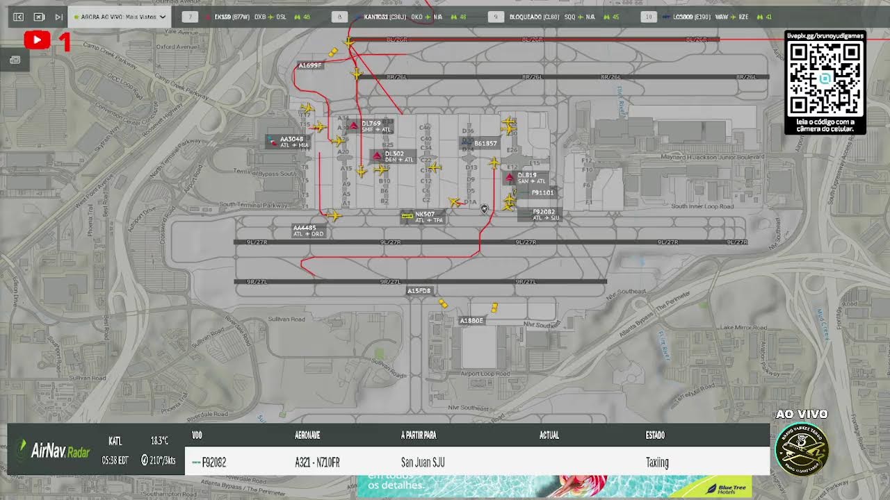 AEROPORTO INTERNACIONAL DE ATLANTA - KATL - ATL - RADAR E ATC - YouTube