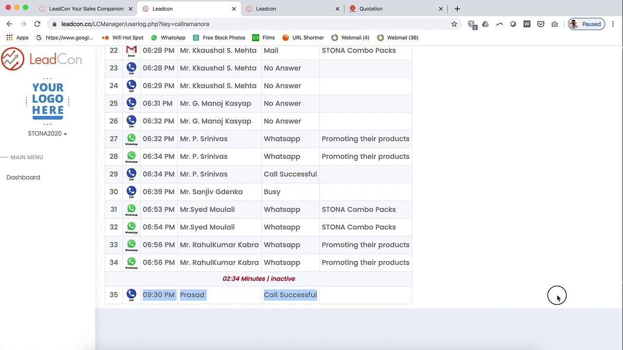 Minute to Minute Report Via LeadCon User Log - YouTube