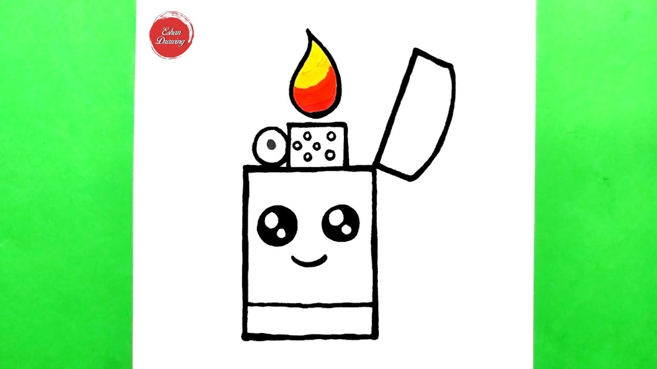 How to draw a lighter step-by-step tutorial Simple drawing for ...