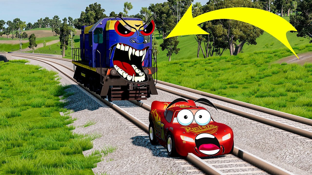 Angry Train - Lightning McQueen vs Trains and Rails - BeamNG.Drive ...
