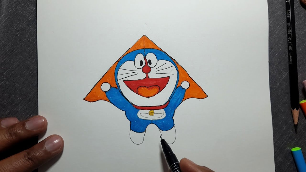 Doremon kite simple drawing: Kids Arts Zone. - YouTube
