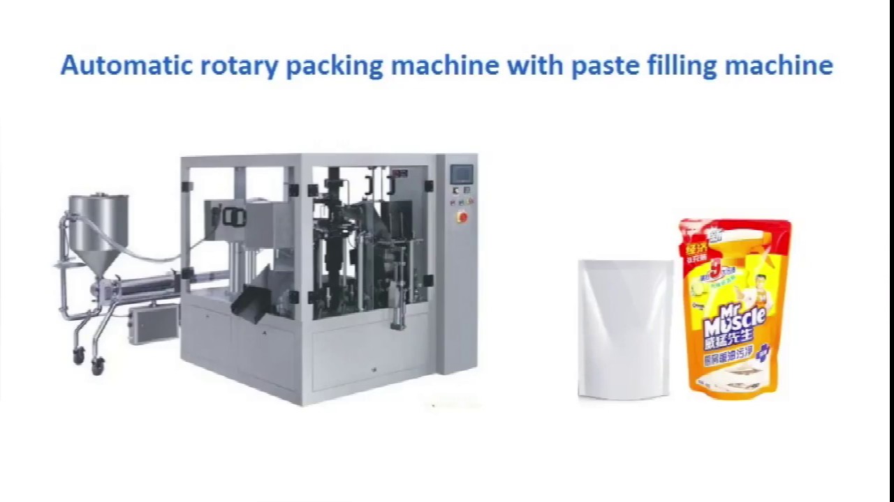 Automatic rotary bag filling sealing machine with paste filling machine ...