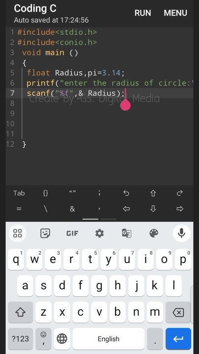 Area of circle in C programming language #C #programming #language #bca ...