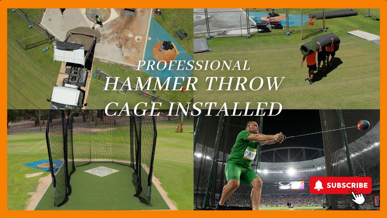 Professional Hammer Throw Cage Installed - YouTube