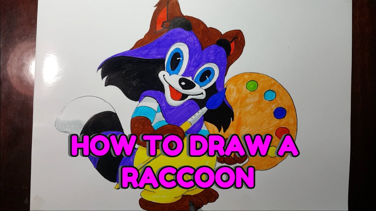 HOW TO DRAW A RACCOON a simple lesson. Handsome Raccoon... - YouTube