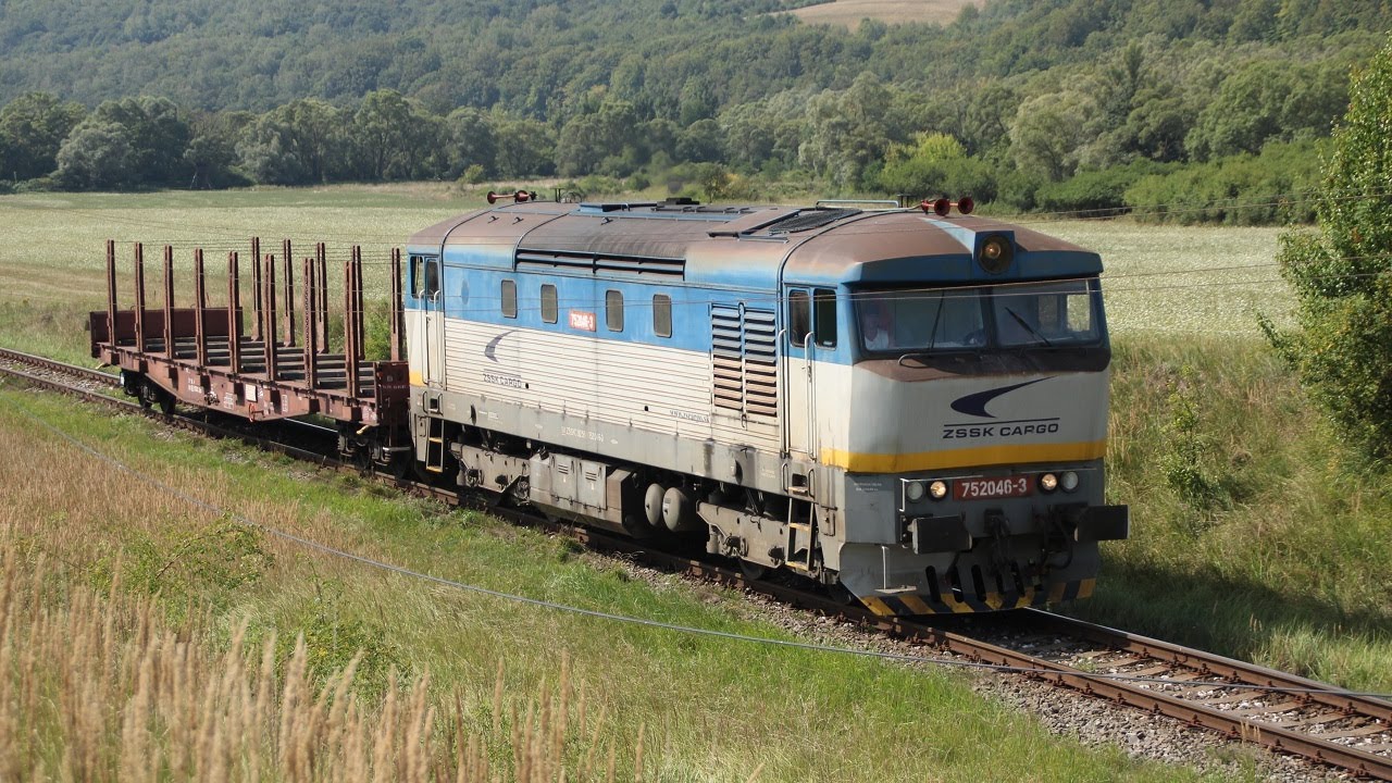 ŽSSK Pegas 752.046 ťahá nákladný vlak Mn81251 / Slovak Railways freight ...