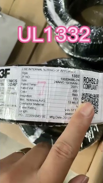 UL 1332, 24AWG, black color, 200°C 300V, FEP insulation AWM internal wire - YouTube