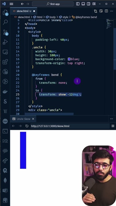 Learn how to skew an html element using CSS with animation. #codingmemes #coding #codememes # ...