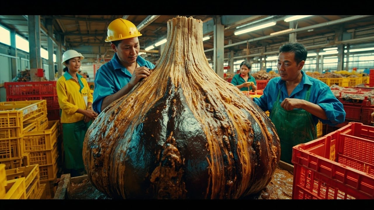 GIANT Black Garlic Factory Process 🧄🔥 From ONE Massive Garlic to Real ...